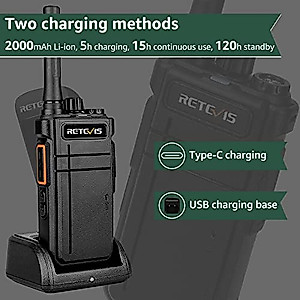 Retevis RB37 New Version,Bluetooth Two Way Radio,Walkie Talkies for Adults,Wireless Earpiece,2000 mAh,VOX,Type-C,for Retail Pet Hospital (2 Pack)
