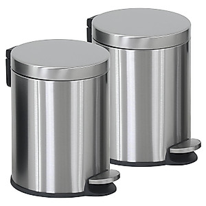 NChanmar Bathroom Trash Can with Lid, 6 Liter / 1.6 Gallon Round Mini Trash Can, Portable Pedal Garbage Can for Kitchen, Office, Stainless Steel Trash Can, Removable Inner Basket, Easy to Clean (2)