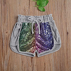 Nie Cuimeiwan Toddler Baby Girl Summer Clothes Sequins Pocket Top T-Shirts Shorts Set Mamas Little Cowgirl Outfit (Style-A Grey, 6-7 Years)