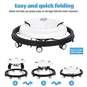 LANGYI Baby Walkers for Baby with Easy Clean Tray, Universal Wheeled Walker, Anti-Rollover Folding Walker for Girls Boys 6-18Months Toddler