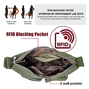 SUKRY Nylon Crossbody Bag for Women with Anti theft RFID Pocket, Waterproof Shoulder Bag Travel Purses and Handbag (Green)