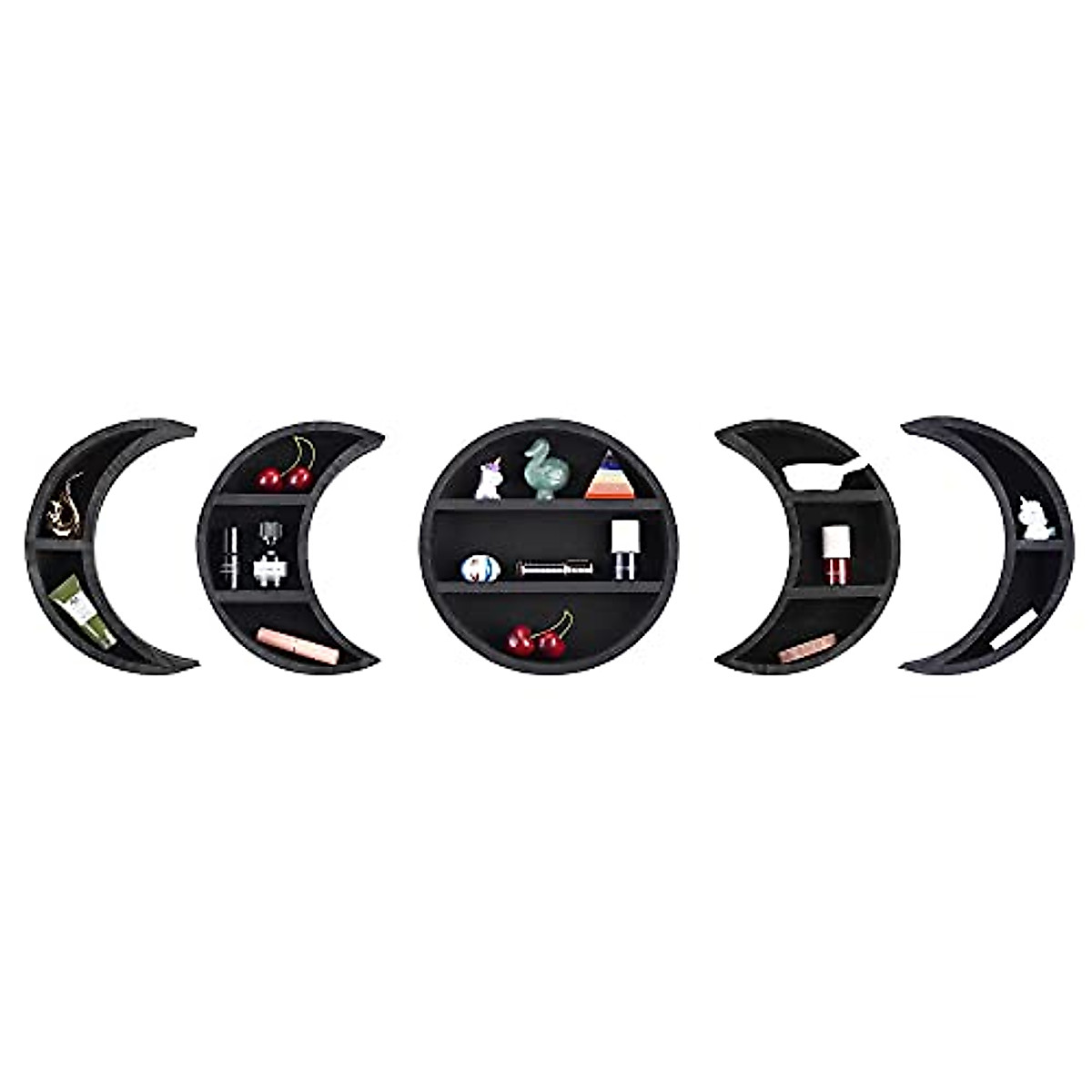 ACBungji 5 Pack Crescent Moon Shelf for Crystals Wall Decor, Crystal Display Shelf for Spiritual Decor, Stones, Essential Oil Storage (Moon Shelves Kit)