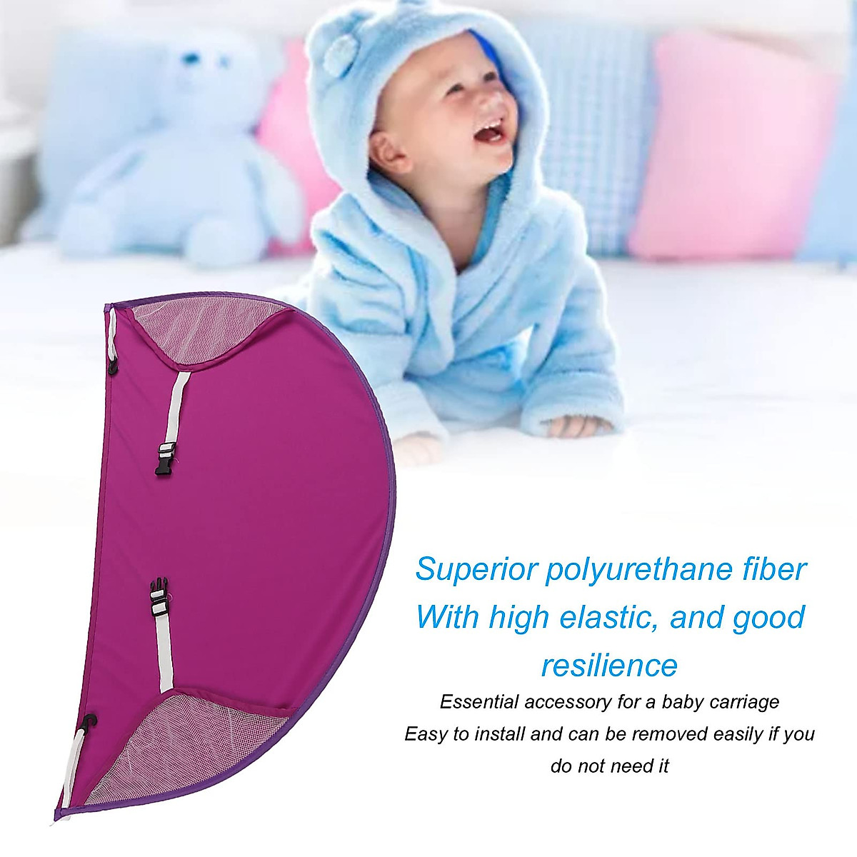 Stroller Sun Cover, Anti UV Sunshade Sun Cover Breathable Baby Sun Shade with Adjustable Strap, Pushchair Sunshade Sun Rain Wind Canopy Cover Protection Stroller Accessories