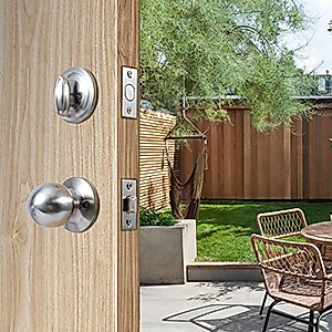 MAXECURITY Front Door Handle Single Cylinder Handleset (for Entrance and Front Door with Deadbolt Lock Set and Knob Reversible for Right & Left Doors Heavy Duty - Satin Nickel Finished