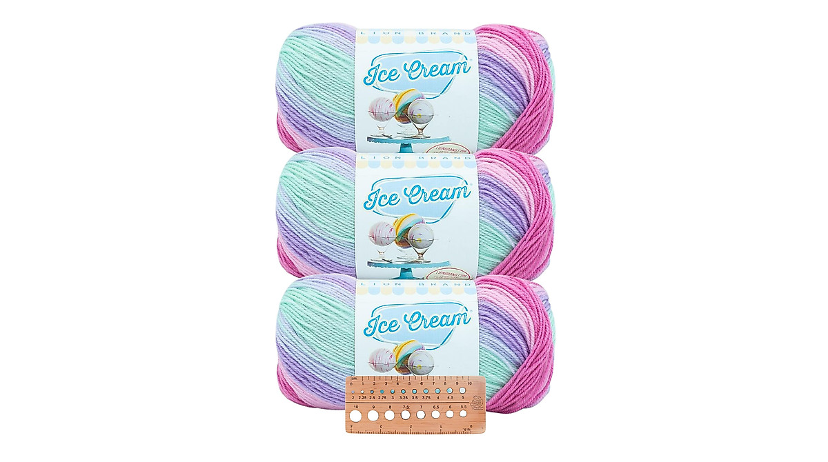 Lion Brand Yarn - Ice Cream Ube Pack with Needle Gauge