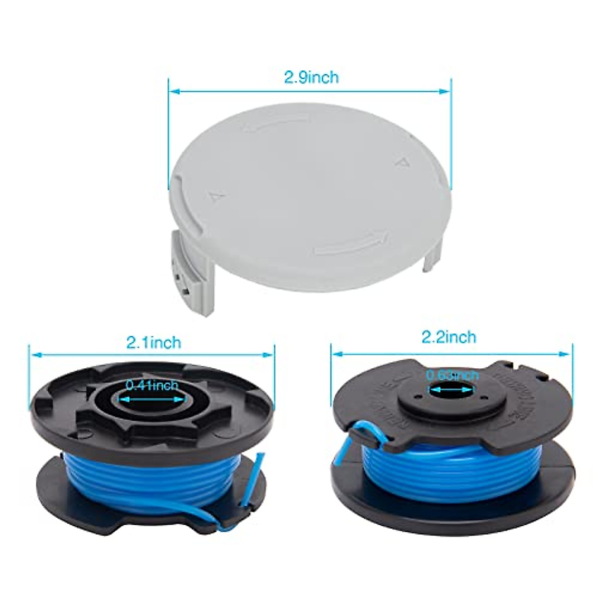 NOTETOUPT AC14RL3A String Trimmer Replacement Spool Line Compatible with Ryobi One+ 24V, 18V, and 40V Cordless Trimmers 0.065" Autofeed Replacement Spool (8 Spools + 1 Cap) by Rain King