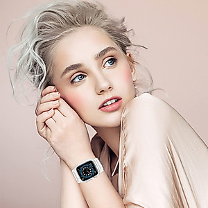 Compatible for Apple Watch Band 40mm 38mm with Protective Case, Men Women Crystal Clear Sporty Protective DropProof Shockproof Case with Premium Soft Fadeless TPU Adjustable Strap Bands for iWatch