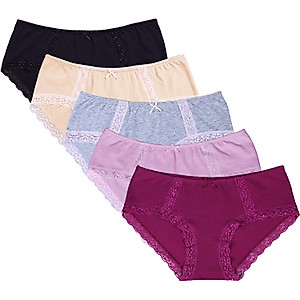LYYTHAVON Women’s Underwear Breathable Cotton Brief Ladies Panties (Multicolored 5,5 Pack, Small)