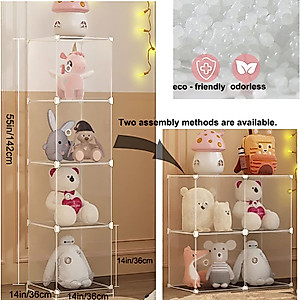 WANLIAN Stuffed Animal Storage,Dustproof Plush Toys Organizer, Great Storage Ideas for Dolls,Teddies and Figures (14"x14"x55")