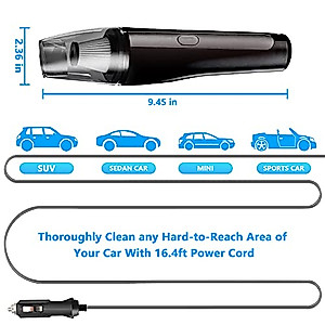 Portable Car Vacuum Cleaner with AC to DC Converter High Power Wet Dry Mini Handheld for Carpet Seats Water Pet Dog Hair Interior Car Accessories 16.4ft Corded - Aspiradora De Agua para Carro