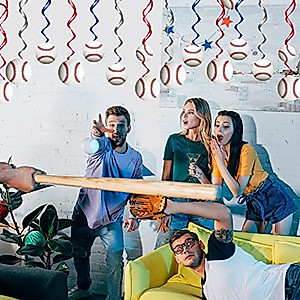 42 Pcs Baseball Hanging Swirls Decorations Baseball Birthday Party Streamers Wall Ceiling Hanging Spirals Baseball Party Decorations Supplies