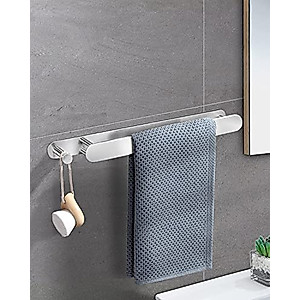 LIVEHITOP Bathroom Towel Bar, Self Adhesive Wall Mounted Hand Towel Holders No Drilling SUS304 Stainless Steel for Face Small Towels (Silver, 1)