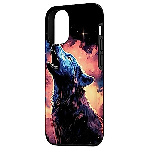 iPhone 12/12 Pro Howling Wolf Space Galaxy Stars Wolves Animal Case
