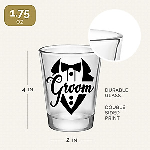 Groom and Groom's Crew Bachelor Party Shot Glass Set, 1 Groom and 11 Groomsman Shot Glasses Bachelor Party Decorations and Groomsmen Gifts, Team Groom Proposal, Bachelor Party Favors For Men -1.75oz