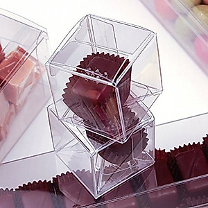 2x2x2 Clear Gift Boxes | Clear Plastic Boxes for Holiday Christmas Weddings Parties | Square Cube Party Favor Boxes for Ornaments Gifts Candy Cookies Cupcakes Packaging With Lids | ClearBags Food Safe PLB104 | 25 Boxes