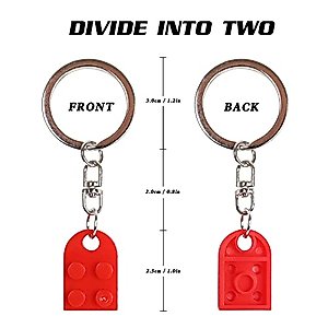 Meyerascal Red Heart Keychain Set for Couples, Brick Heart Keychain for Boyfriend Girlfriend, 2 Pcs Matching Heart Colorful Keychains.(Red)
