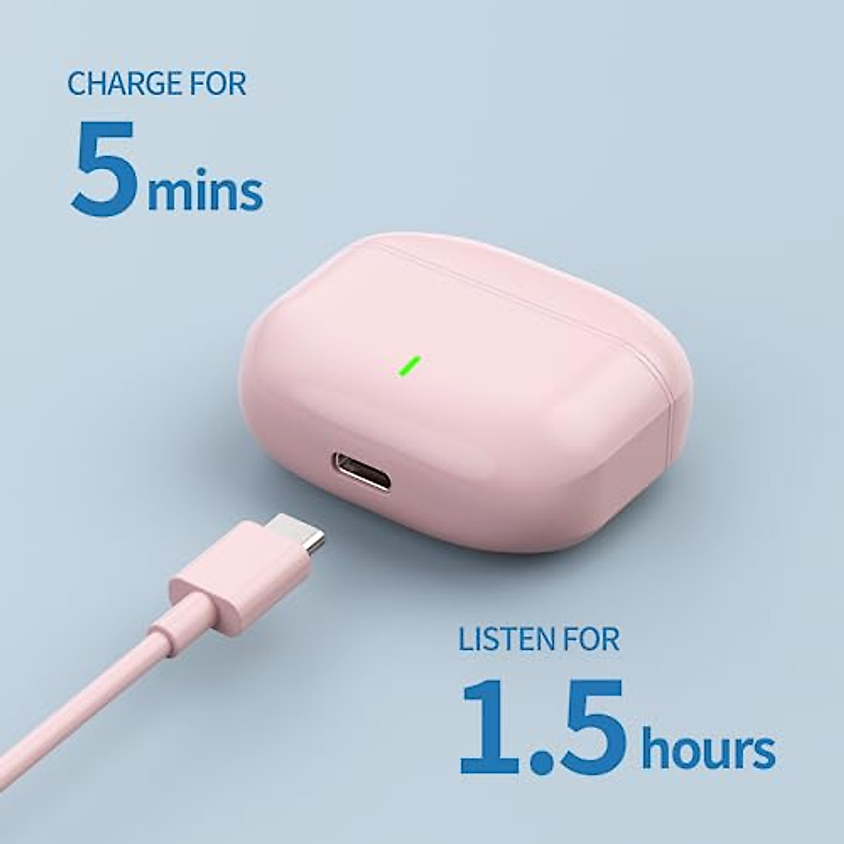 Bluetooth Earbuds, Wireless Earbuds Crystal-Clear Calls with 4 Mic, Bluetooth 5.3 High-Fidelity Stereo Earphones IPX7 Waterproof Half in-Ear Earbuds Headphones for Working Sports