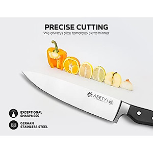 ASETY Kitchen Knife Professional Chef Knife Set 3 Piece, Ultra Sharp German Stainless Steel Knife and Finger Guard, Ergonomic Handle Knives for Kitchen NSF Food-Safe, Gifts for Women I Men