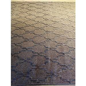 8' x 10' Gray Contemporary Rug Raised Wool and Silk Pile Handmade India #F-5659