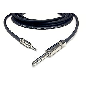 15 Foot Pro Audio 1/4 inch (6.35mm) TRS to 1/8 inch (3.5mm) TRS Balanced Cable by Custom Cable Connection