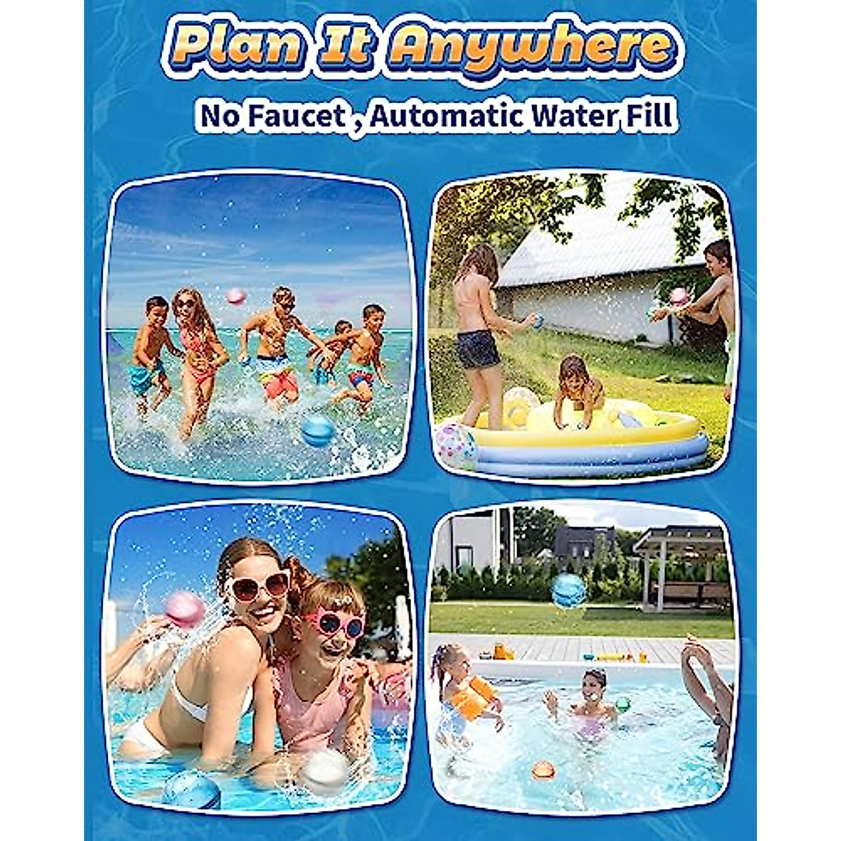 Reusable Water Balloons, Magnetic Refillable Water Balls, Summer Outdoor Water Toy for Kids and Adults, Self Sealing Quick Fill Water Balloons Pool Beach Toys for Boys and Girls (12 Pcs)