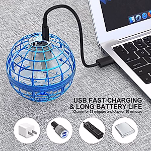 AMERFIST Flying Orb Ball Toys Cosmic Globe Boomerang Hover Ball Galactic Fidget Spinner Hand Drone Orbit Magic Cool Stuff Birthday for Boys Girls Teens 6-10+ Year Old Outdoor(Blue)