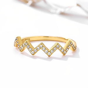 LOVECOM 925 Sterling Silver Wave Rings with Zircon, To My Love Highs and Lows Wave Stacking Ring Specific Inspirational Ring Encouragement Gift for Women Friends