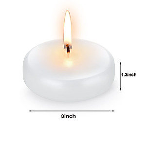 3-inch Floating Candle, Unscented and Non Dripping Wax 10 Hour Burning for Cylindrical vase, centralpiece Vacation, Wedding, Swimming Pool, Party Decoration (36PACK, White)