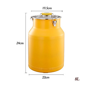 YISHUOYZBS Stainless steel storage tank,Containers Airtight with Portable Handle, Large Kitchen Rice Canisters Bucket with Lids and Side Locking Clamp,Great for Flour Snacks Sugar Cereal-Yellow||8L