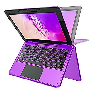 AWOW Touchscreen Laptop with Stylus, 2 in 1 11.6" FHD Purple Intel 4 Core Celeron N4120 Processor Windows 11 OS 6GB RAM 256GB M.2 SSD Storage Kids Convertible Laptop