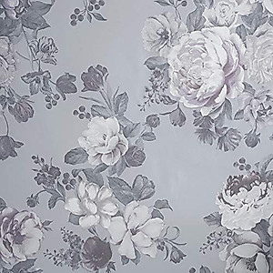 Madison Park Simone Floral Design Sheer Single Window Curtain Voile Privacy Drape for Bedroom, Livingroom, 50" x 84", Grey (MP40-6614)