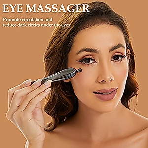 Jade Face Roller Skin Care, Detachable Jade Facial Roller Massager, Anti Aging Face Roller Set Beauty Facial Tools for Routine Skincare Reduce Puffiness Wrinkle (Cat Eye Roller+ Silver Black)