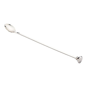 Restaurantware Bar Lux 12 Inch Bar Spoon, 1 Double-Ended Muddler Spoon - Long, Spiral Handle, Silver Stainless Steel Bar Spoon & Muddler, For Stirring & Mixing , For Layering Drinks