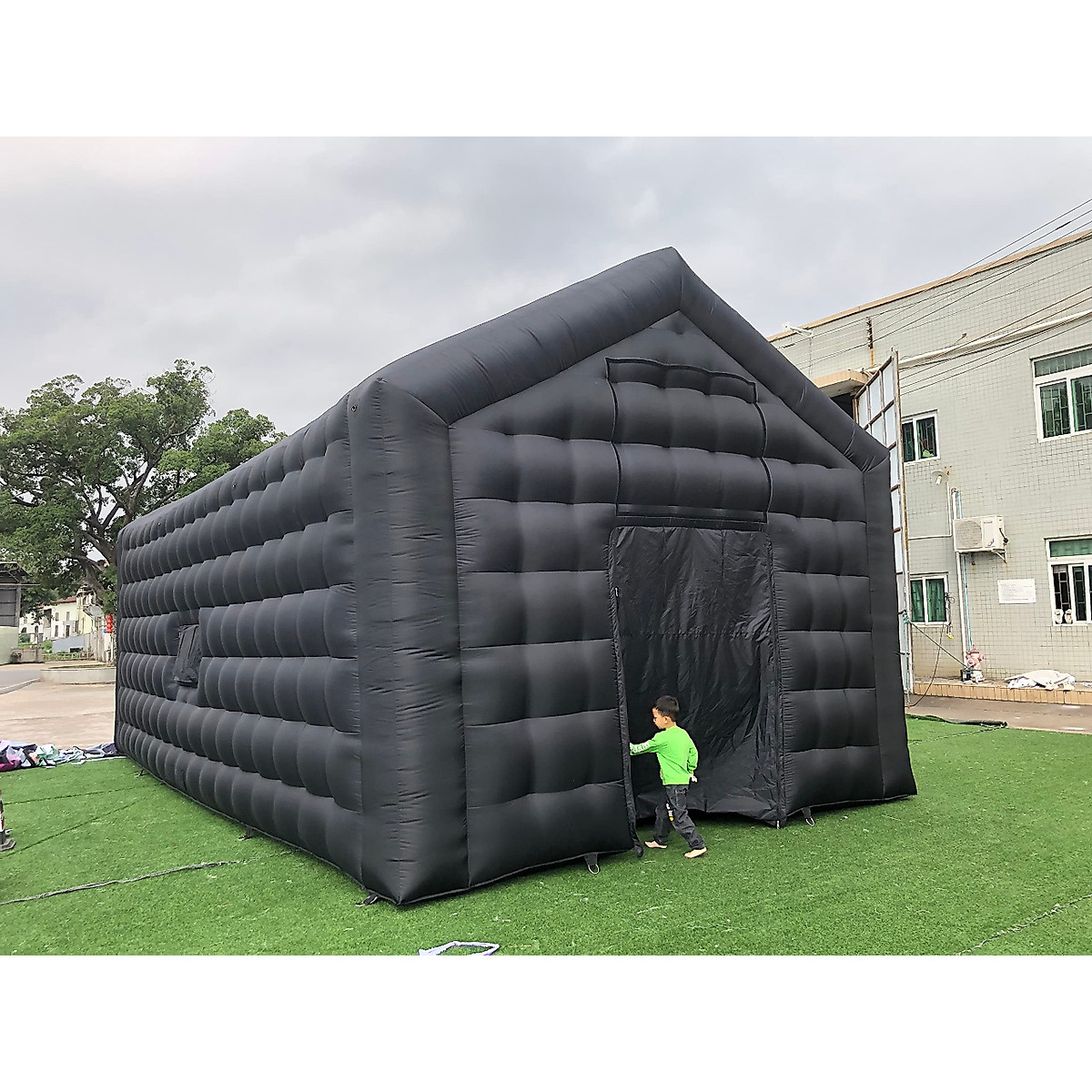 Large Black Inflatable Cube Wedding Tent Square Gazebo Event Room Big Mobile Portable Night Club Tent Party Pavilion for Backyard/Outdoor Events(29.5ftx16.5ft)