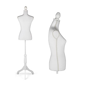 HOMBOUR Female Mannequin Body, Sewing Mannequin Torso Dress Form, Adjustable Mannequin with Stand for Display Dressmaker, White