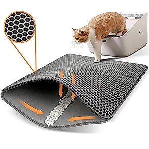 Conlun Cat Litter Mat Cat Litter Trapping Mat, Honeycomb Double Layer Design, Urine and Water Proof Material, Scatter Control, Less Waste，Easier to Clean,Washable