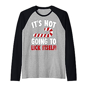Christmas Candy Cane Funny Adult Humor Raglan Baseball Tee