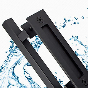 Sliding Barn Door Handle, Double Sided Rectangular Black Door Pull Handle, Door Handle Replacement, Both Interior and Exterior Doors