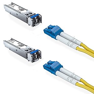 2 Pack 1.25Gb Singlemode Module with 20m OS2 LC to LC Fiber Cable, 1000BASE-LX/LH Compatible for Netgear AGM732F, Ubiquiti,Mikrotik, Intel, D-Link and More