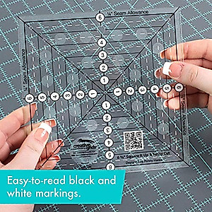 Creative Grids 6-1/2in Square It Up or Fussy Cut Square Quilt Ruler - CGRSQ6