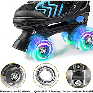 SZHZS Adjustable Toddler Kids Roller Skates with Light Up Wheels for Boys Girls Beginners for Indoor Outdoor Sports - M Size