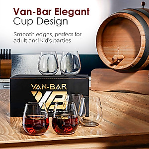 Van-Bar Premium Unbreakable Stemless Plastic Wine Glasses - 16 oz (set of 6) 100% Tritan Plastic - Reusable - Elegant - Shatterproof - Dishwasher Safe - Acrylic - Great for Indoor and Outdoor