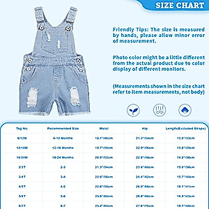 iiniim Toddler Kids Girls Adjustable Straps Jean Shortall Overalls Denim Ripped Hot Pants Blue 6-12 Months