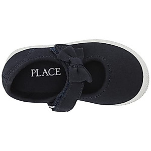 The Children's Place,baby-girls,Slip on Sneakers,Uniform Bow Strap Canvas Sneakers,Navy,10 Toddler