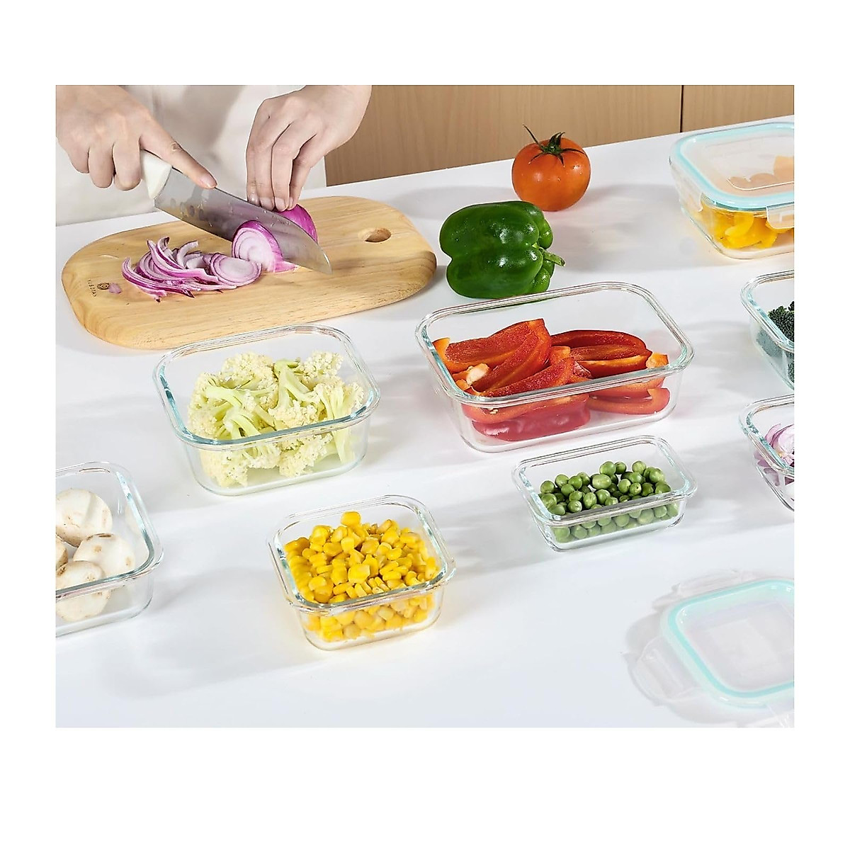 AISOON 18-Piece Glass Food Storage Containers with Lids, Meal Prep Containers,Leak Proof, Dishwasher Safe Glass Food,Oven/Microwave/Freezer Safe((9 Lids & 9 Containers)