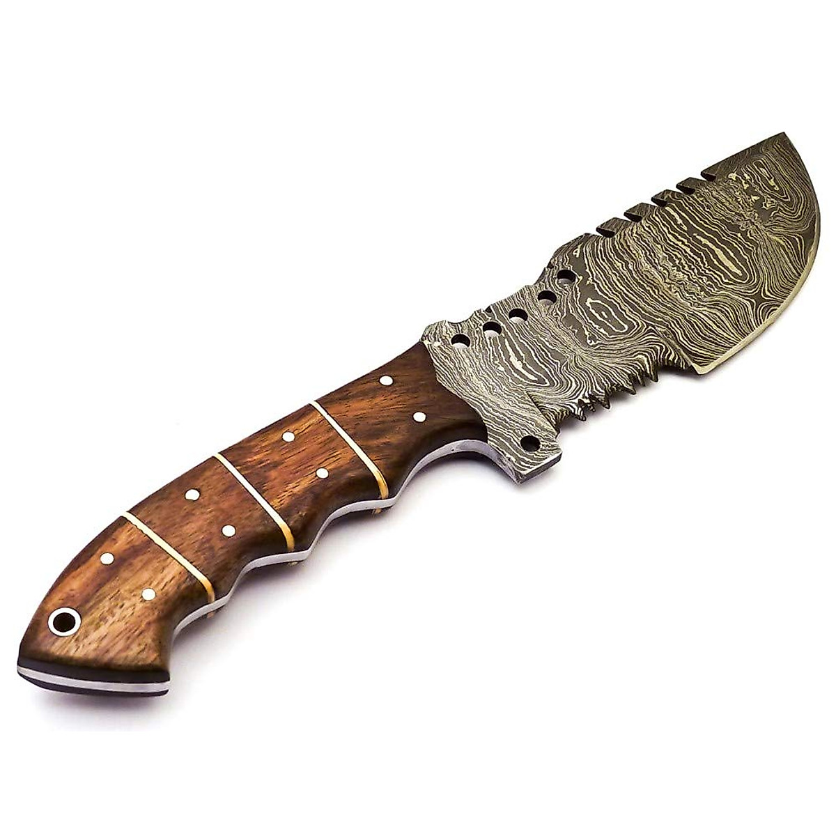 Rare Custom Blood Grooved Damascus Tracker Survival Knife Skinning Knife Hunting Knife Outdoor Knife Camping Knife | Full Tang Handle with Free Genuine Leather Sheath (TR-80)