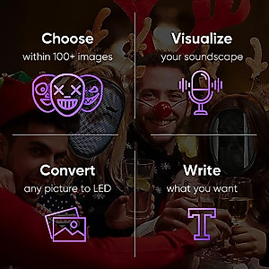 CHEMION Led Mask with Bluetooth App, Led Face Mask for Adults, Digital Face Mask for Birthday Parties, Concerts, Costume mask (AA Battery)