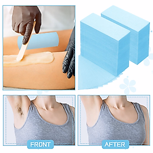 Blulu 400 Wax Strips Non Woven Wax Paper Strips for All Skin Types Facial and Body Hair Removal Waxing Strips Epilating for Leg, Chest, Back, Intimate Area And Face 10 x 3.8 cm(Blue)