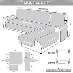 TAOCOCO 100% Waterproof Sectional Couch Covers L Shaped Sofa Covers Chaise Lounge Cover 3pcs Reversible Couch Covers for Sectional Sofa Pet Kids Furniture Protector with Elastic Straps(Small, Gray)