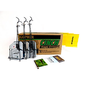Cinch Gopher Trap Kit - Professional-Grade Gopher Traps That Work Best, Heavy Duty, Reusable Rodent Trapping System - Ideal for Lawns, Gardens, Ranches, and More - Outdoor Use, Small (3 Pack)